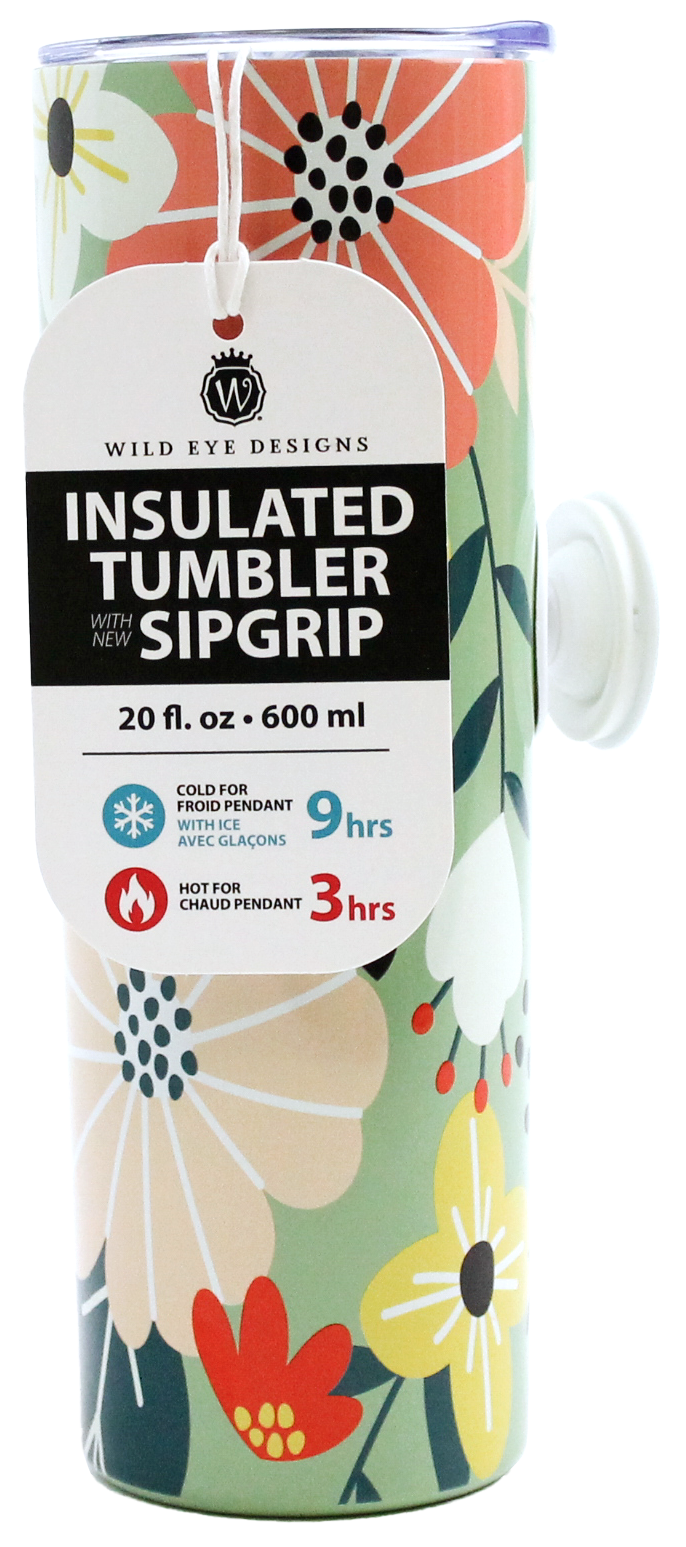 Floral Sip-Grip – Slim Tumbler with Straw | Wild Eye Designs