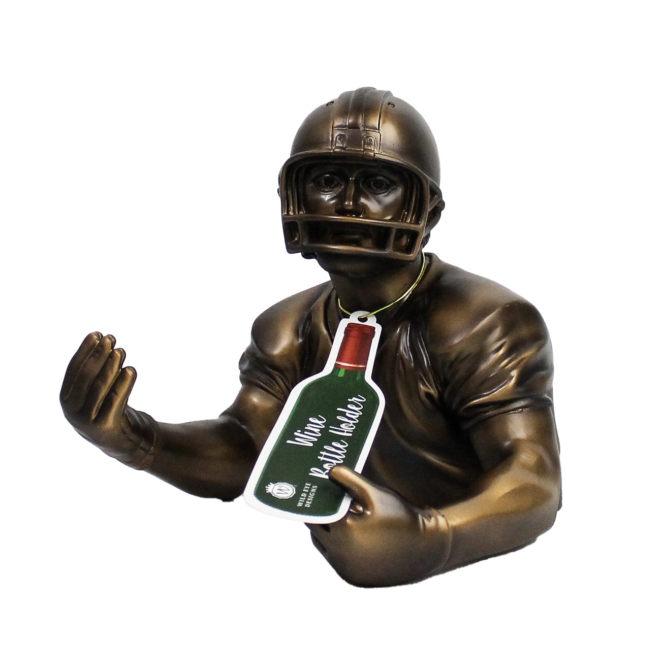 Bronze Football Player Wine Bottle Holder | Wild Eye Designs
